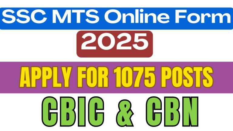 SSC MTS Online Form 2025: Apply for 1075 Posts